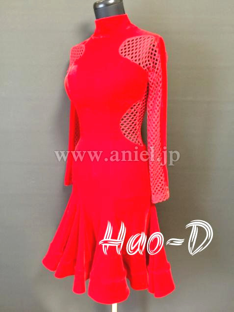 社交ダンスドレス(衣装)のドレスネットアニエル / L3935・赤※試着不可
