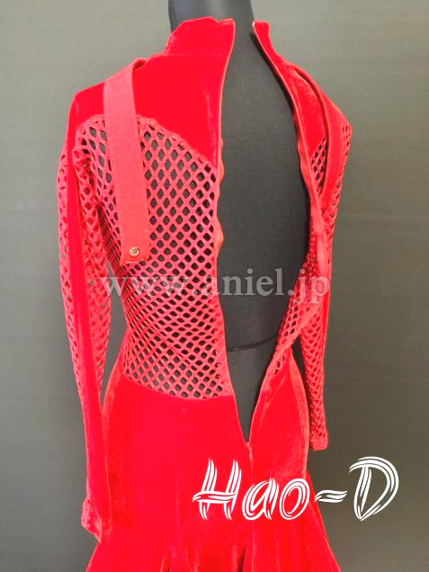 社交ダンスドレス(衣装)のドレスネットアニエル / L3935・赤※試着不可