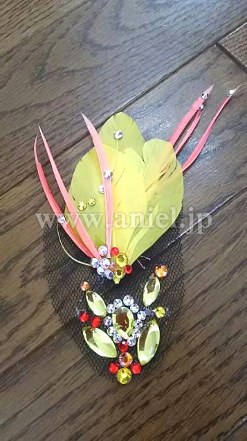 社交ダンスドレス・衣装のドレスネットアニエル / L3925・サーモンピンク&イエロー※試着不可